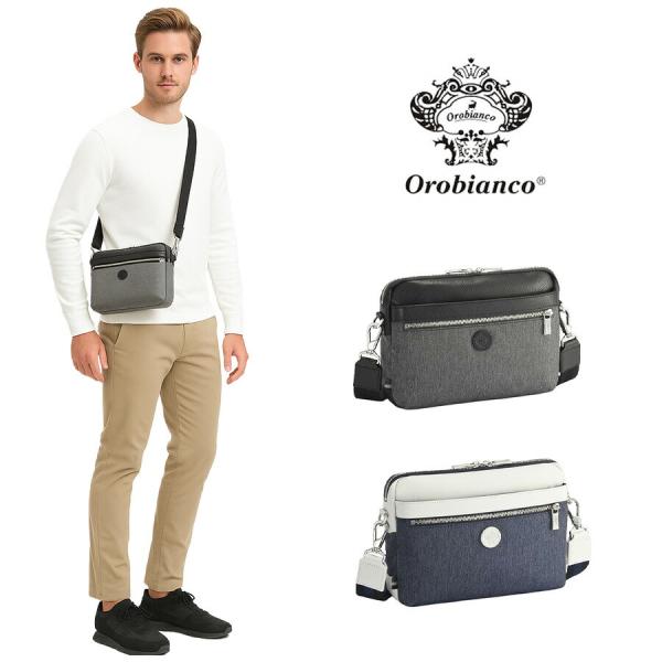 Orobianco 93112 ジーンズ2 ヨコ型ショルダーバッグ 斜め掛け 斜め掛けバッグ 小さめ かばん 普段使い おしゃれ ブランド メンズ プレゼント ギフト ブラック