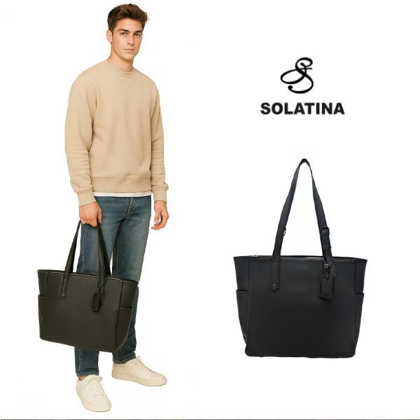 SOLATINA sbi-00001 A4トートバッグ トートバッグ トート 肩掛け 手持ち 大容量 通勤 普段使い 牛革 本革 ユニセックス メンズ プレゼント ギフトブラック