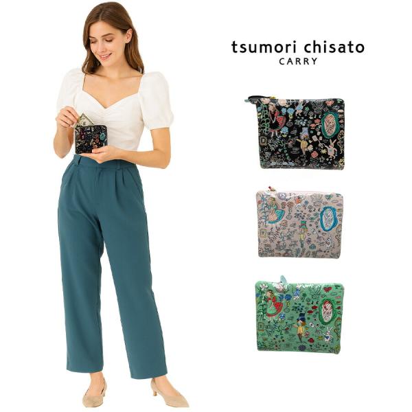 tsumorichisatoCARRY 57801 フシギノクニ 二つ折り財布 折り財布 ウォレット コンパクト レディース プレゼント ギフト 母の日 日本製 一粒万倍 ブラック