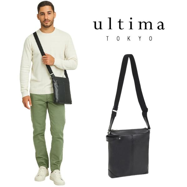 ultimaTOKYO 70111 パート タテ型ショルダーバッグ ショルダーバッグ 斜め掛け 牛革 本革 メンズ ユニセックス プレゼント ギフト 日本製 父の日 ブラック