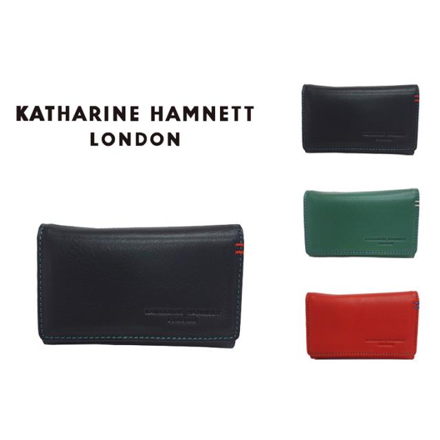 【KATHARINE HAMNETT LONDON】キャサリンハムネットロンドン MINERAL ミネラル 490-50700 キーケース 4連 本革 パスケース 定期入れ ケース 小銭入れ 牛革 ブラック ギフト プレゼント
