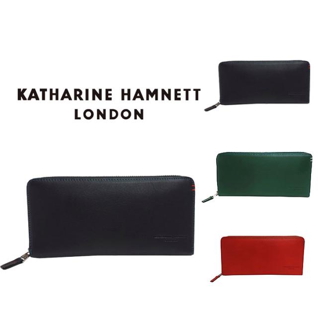 【KATHARINE HAMNETT LONDON】キャサリンハムネットロンドン MINERAL ミネラル 490-50704  本革 長財布 ラウンドファスナー ウォレット 札入れ 牛革 小銭入れ 人気 ブラック プレゼント 記念日 お祝い
