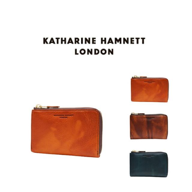【KATHARINE HAMNETT LONDON】キャサリンハムネットロンドン L字型ファスナーミドル 二つ折り財布 FLUIDフルイド 490-59202おしゃれ イタリアンレザー  高級 本革 ギフト バレンタイン 人気