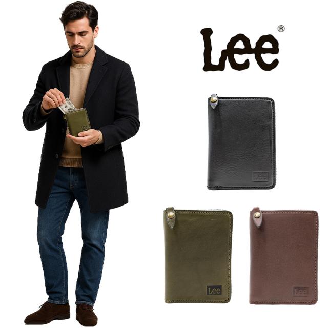 【Lee】320-01793 ミドル折り財布 メンズ ウォレット 財布 サイフ さいふ 牛革 イタリアンレザー シンプル リー ブラック グリーン チョコ 使いやすい 普段使い プレゼント ギフト おしゃれ