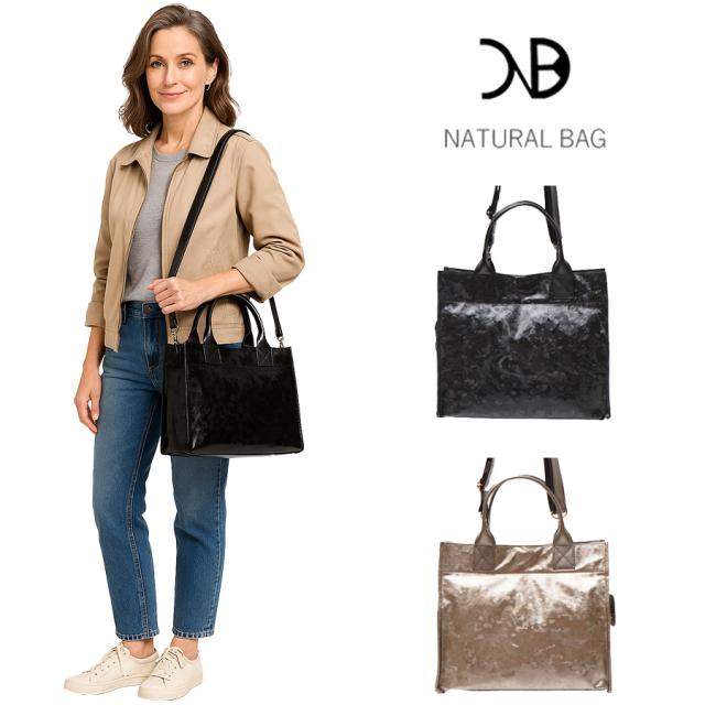【当店オリジナルエコバッグプレゼント中！】【NATURALBAG】ナチュラルバッグ 合成皮革 トート 日本製 7125 2WAY バッグ 鞄 カバン かばん 使いやすい 普段使い レディース 人気 オシャレ  シンプル カジュアル ギフト プレゼント スクラッチブラック スクラッチブロンズ