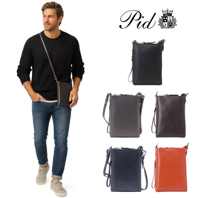 pid ピーアイディ PAV105 レザー ショルダーバッグ nemus ネムス 牛革ナッパ ミニバッグ ちいさめ サブバッグ スマホ 小ぶり レザー 牛革 ブラック ブラウン ネイビー グレー オレンジ ブランド バッグ おすすめ 流行 送料無料 カップル