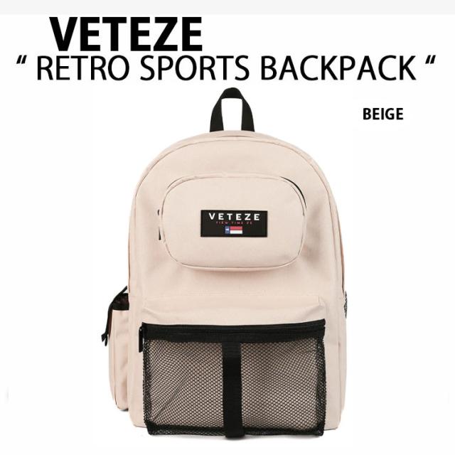 VETEZE べテゼ バックパック 韓国ブランド RETRO SPORT BACKPACK BEIGE デイパック リュックサック レトロスポーツ バックパック ベージュ 25リットル ロゴ カジュアル 通学バッグ 韓国 メンズ ウィメンズ