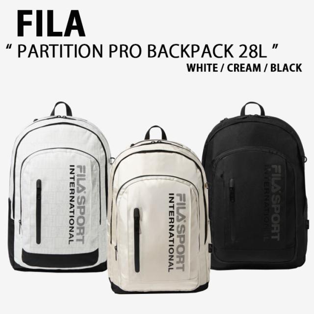 FILA フィラ リュック PARTITION PRO BACKPACK FS3BPF5001X パーティションPROバックパック リュックサック かばん ロゴ ブラック クリーム メンズ レディース 男性用 女性用