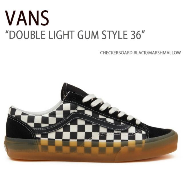 VANS スニーカー DOUBLE LIGHT GUM STYLE 36 VN0A3DZ31KP CHECKERBOARD BLACK MARSHMALLOW
