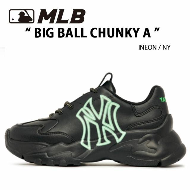 MLB スニーカー BIGBALL CHUNKY A NYY ネオンカラー 厚底スニーカー ヤンキース NEON BLACK 3ASHBCN3N-50BKS