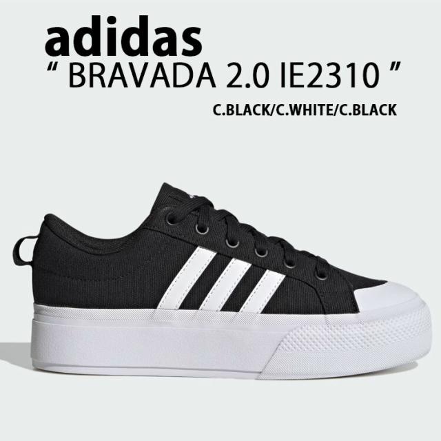 adidas アディダス レディース スニーカー BRAVADA PLATFORM 2.0 BLACK WHITE IE2310 厚底 ブラバダ プラットフォーム キャンバスシューズ