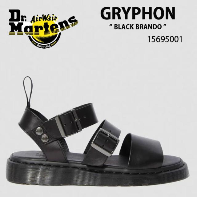Dr.Martens ドクターマーチン サンダル GRYPHON BLACK BRANDO 15695001 コンフォートサンダル レザー BLACK ブラック メンズ レディース