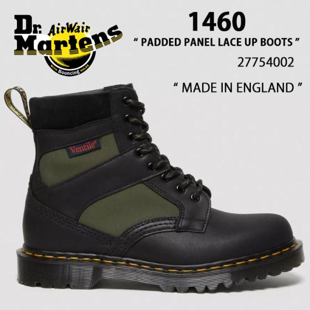 Dr.Martens ドクターマーチン 8ホール ブーツ 1460 MADE IN ENGLAND PADDED PANEL LACE UP BOOTS 27754002 BLACK+OLIVE ブラック オリーブ