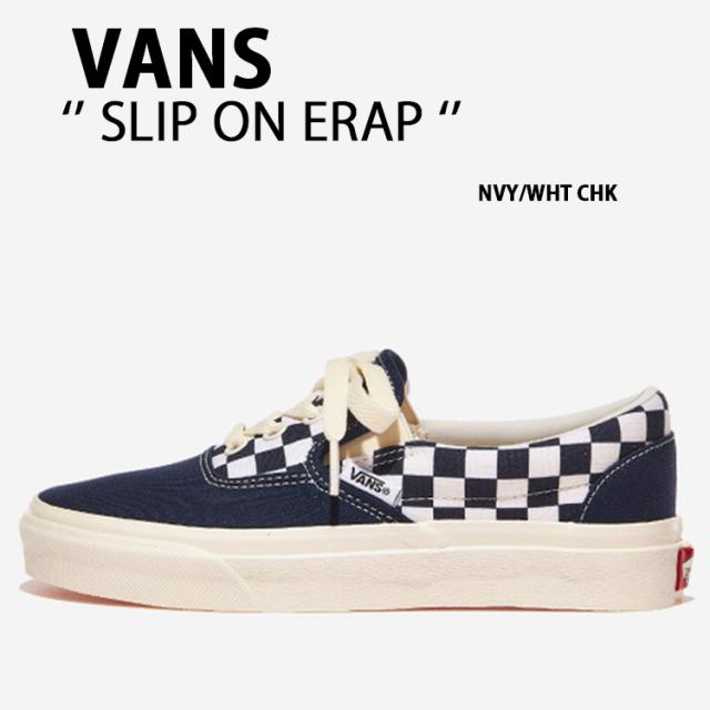 VANS バンズ スニーカー SLIP ON ERAP NAVY WHITE CHECKERBOARD スリッポン イラップ ネイビー ホワイト チェッカーボード メンズ レディース 男性用 女性用