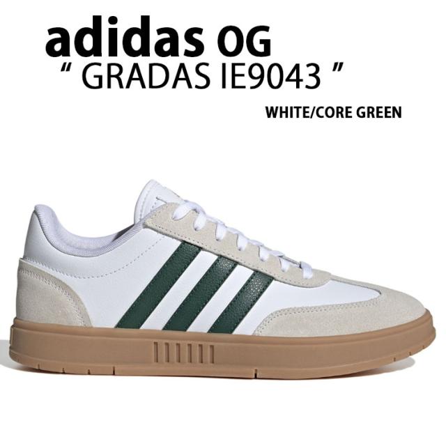 adidas アディダス スニーカー GRADAS IE9043 WHITE CORE GREEN GOLD グラダス 3ストライプ シューズ レザーアッパー ホワイト グリーン