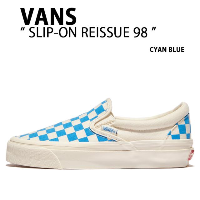 VANS バンズ スニーカー SLIP-ON REISSUE 98 CHECKERBOARD CYAN BLUE VN000CWA0H7 スリッポン リイシュー