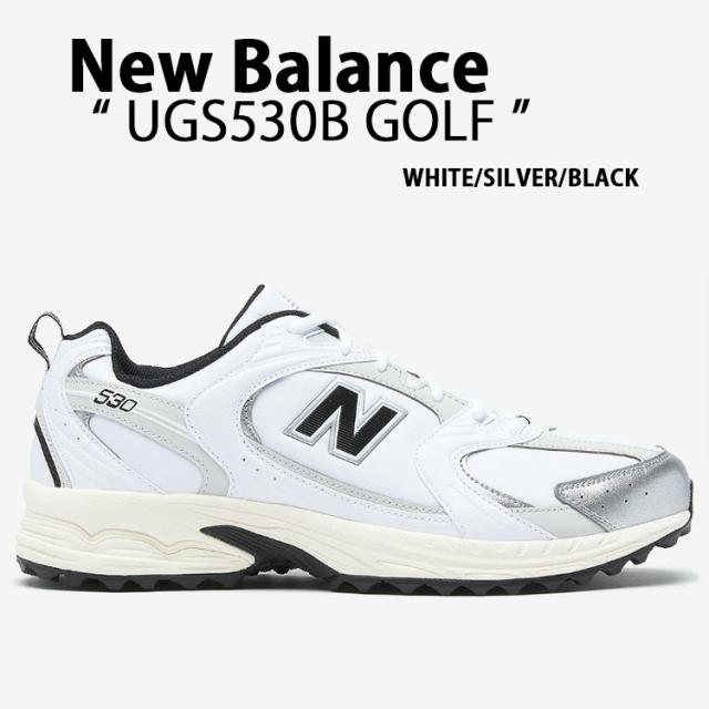 New Balance ニューバランス スニーカー ゴルフシューズ UGS530B GOLF スパイクレス WHITE SILVER BLACK シューズ ホワイト シルバー