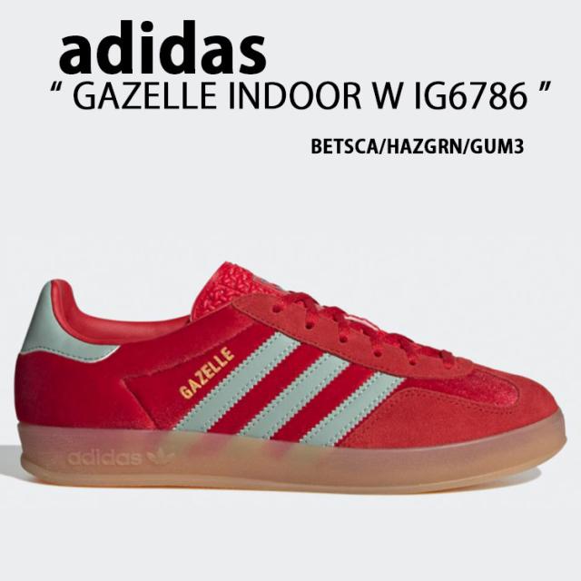 adidas アディダス スニーカー GAZELLE INDOOR W IG6786 BETA SCARLET HAZY GREEN GUM ガゼル インドア ウィメンズ シューズ ベタースカーレット ヘイジーグリーン ガム レディース