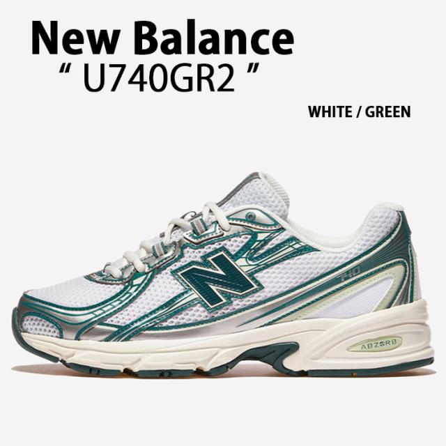 New Balance ニューバランス スニーカー U740GR2 シューズ ホワイト グリーン NewBalance740 ロゴ メッシュ メンズ レディース