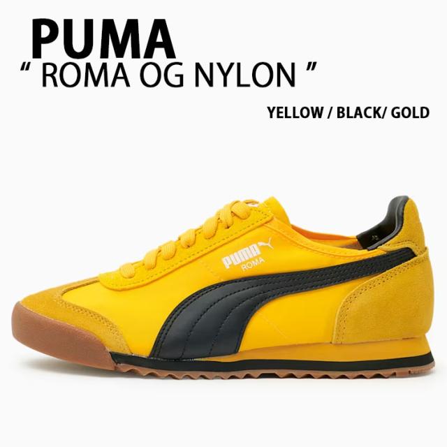 PUMA プーマ スニーカー ROMA OG NYLON 362408-45 YELLOW BLACK シューズ イエロー ブラック スウェード メンズ レディース