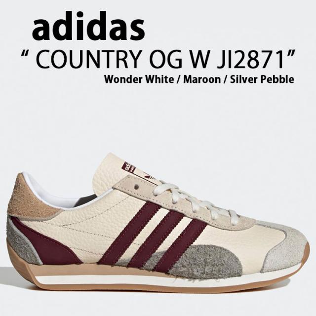 adidas Originals アディダス オリジナルス スニーカー COUNTRY OG W JI2871 Wonder White / Maroon / Silver Pebble カントリー ワンダーホワイト マローン シルバー ペダル