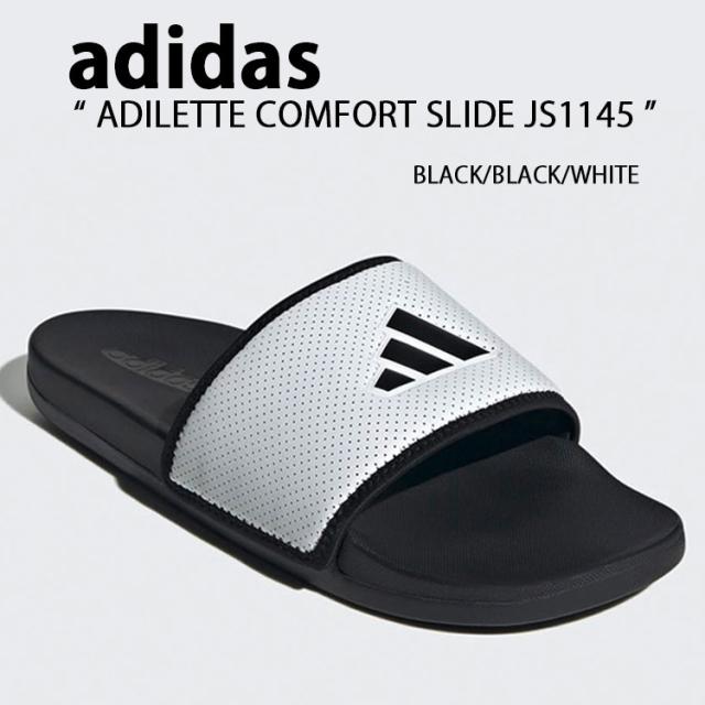 adidas アディダス サンダル ADILETTE COMFORT SLIDE CORE BLACK CLOUD WHITE JS1145 アディレッタ コンフォート スライド