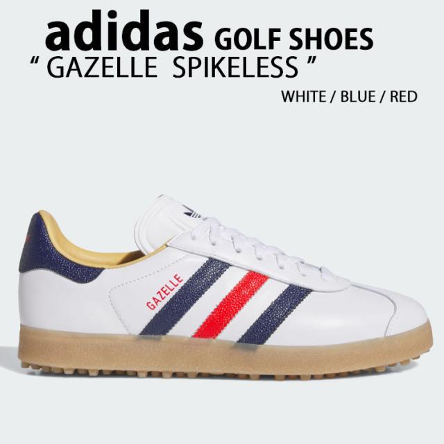 adidas Originals アディダス スニーカー GAZELLE SPIKELESS GOLF SHOES JP7705 WHITE BLUE RED ガゼル スパイクレス ゴルフシューズ ホワイト ブルー レッド メンズ レディース