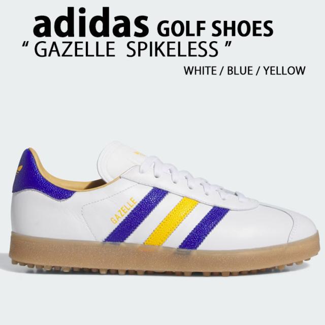 adidas Originals アディダス スニーカー GAZELLE SPIKELESS GOLF SHOES JR6700 WHITE BLUE YELLOW ガゼル スパイクレス ゴルフシューズ ホワイト ブルー イエロー メンズ レディース