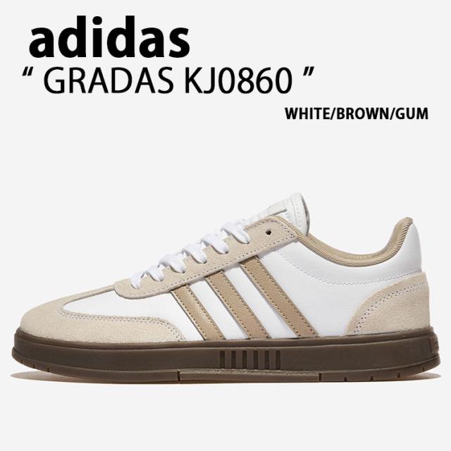 adidas アディダス スニーカー GRADAS KJ0860 WHITE BROWN シューズ グラダス レザーアッパー ホワイト ブラウン メンズ レディース