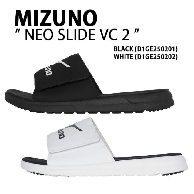 Mizuno ミズノ シャワーサンダル NEO SLIDE VC 2 D1GE2502 BLACK WHITE シューズ スライドサンダル スリッパ 一体型 メンズ レディース