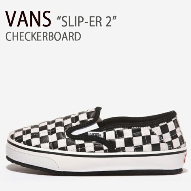 VANS スニーカー SLIP-ER 2 スリッパー2 ブラック ホワイト チェッカーボード VN0A4UWOIB8