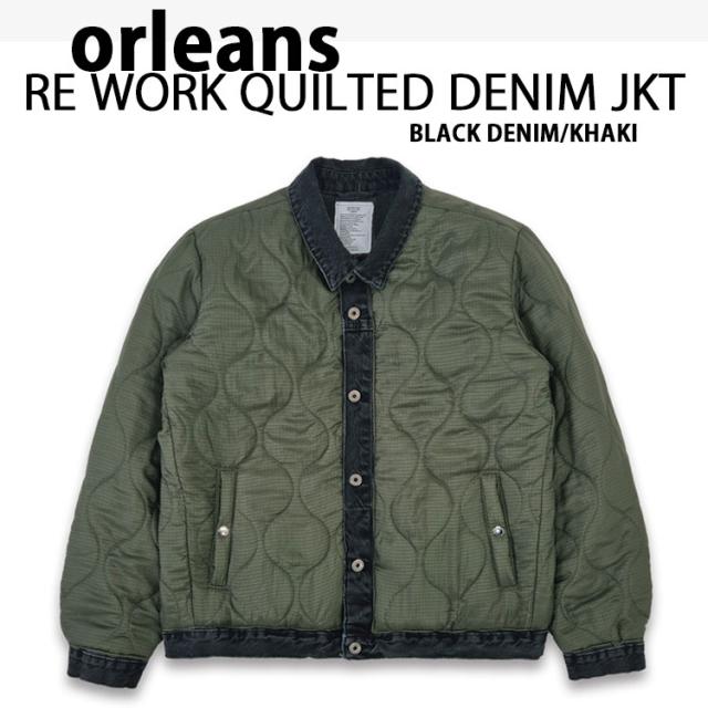orleans キルティングジャケット orleans re work quilted black denim jacket ミリタリージャケット デニム 再構築ウェア リメイク