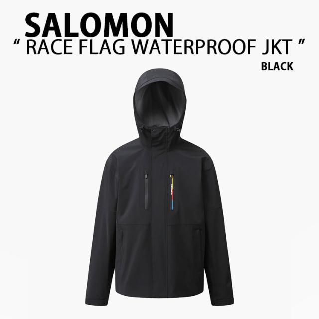 SALOMON サロモン 防水 ナイロンジャケット RACE FLAG WATERPROOF JACKET レースフラッグ ウォータープルーフ ジャケット BLACK
