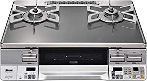 リンナイ「LAKUCIE Prime」 ココットプレート付 ガラストップ 左強火力 プロパンRTE65VAGP-GL/LP ミッドグレーガラス/シルバー(