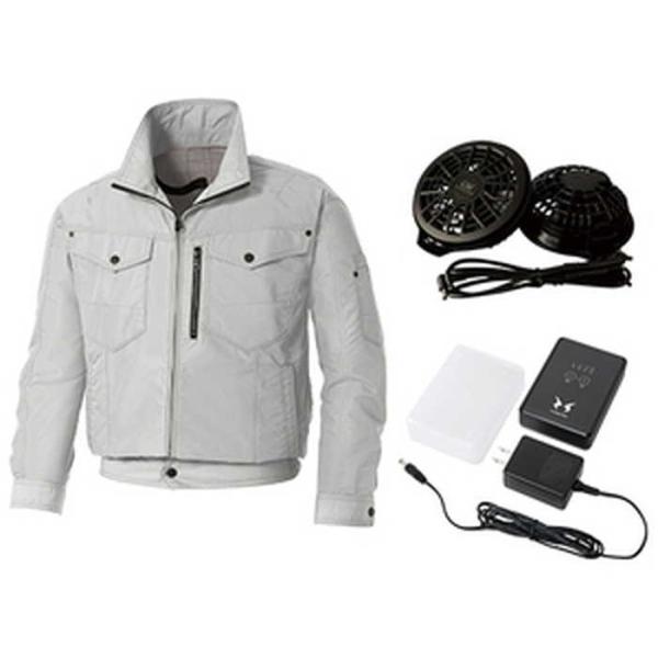 即納在庫品 SUN-S 空調風神服セット（ウエア・バッテリー・ファン）シルバー5L KU95100