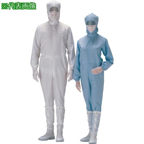 ■ミドリ安全 クリーンウェア フード一体静電クリーンスーツ C1550B ブルー 4L〔品番:C1550B4L〕【3373203:0】[店頭受取不可]