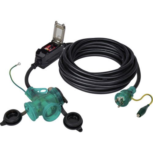 ■NICHIDO 防雨ポッキン延長ブレーカ10m 過負荷漏電保護兼用〔品番:PBWEK10TS〕【6987776:0】[店頭受取不可]