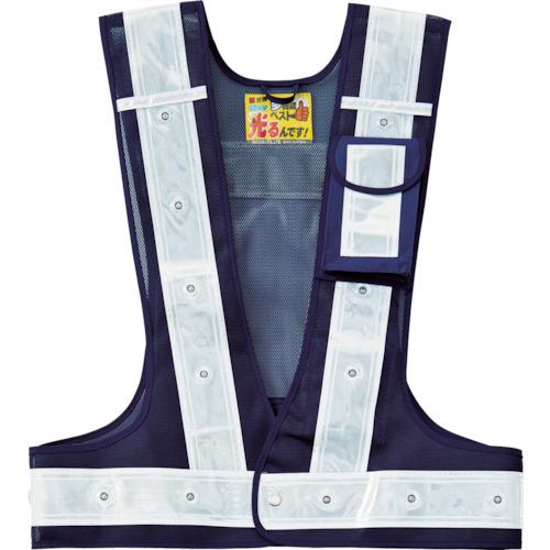 ■緑十字 多機能LEDセーフティベスト 紺/赤発光/白反射 多機能LEDベスト-KW-R フリーサイズ メッシュ生地〔品番:238096〕【7914083:0】[店頭受取不可]