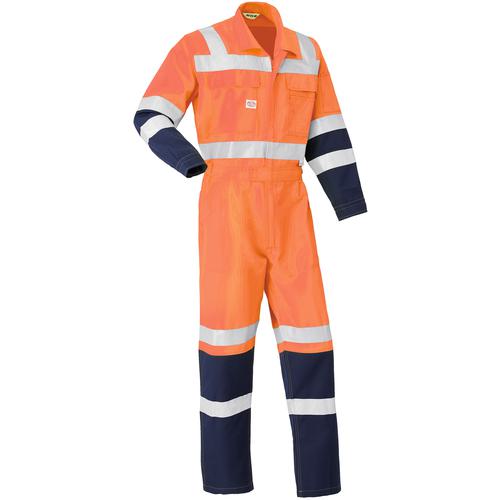 ■AUTO-BI 通年モデル 反射型つなぎ服7620-003オレンジ-5L〔品番:76200035L〕【8363779:0】[店頭受取不可]