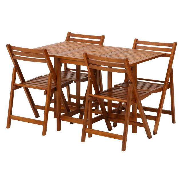 バタフライテーブル＆チェアー5点ＳＥＴ85542 モダン インテリア 不二貿易 プチプラ コスパ ガーデン 木製テーブル 木製チェア ガーデンファニチャー 折りたたみテーブル 折りたたみチェア 送料無料