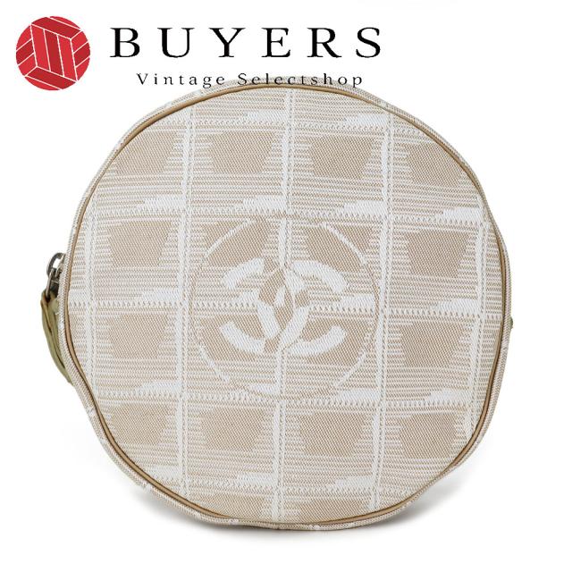 中古   シャネル ポーチ ニュートラベルライン ココマーク 7番台 ベージュ ジャガード ナイロン ラウンド 小物 女性 レディース  CHANEL pouch coco beige