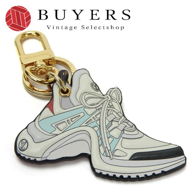 中古   ルイヴィトン キーリング ポルト クレ・LVアークライト M69004 ゴールド スニーカー シューズ バッグチャーム キーホルダー 普段使い メンズ 男性 レディース  女性 LOUIS VUITTON keyring gold
