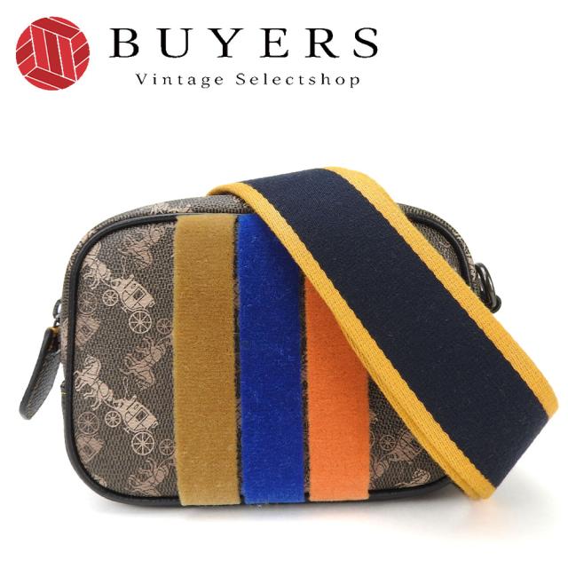 中古 コーチ ショルダーバッグ ポシェット カメラバッグ 斜めがけ 79241 レザー PVC 革 馬車 ブラウン系 ブラック カジュアル レディース 女性 COACH shoulder Bag leather