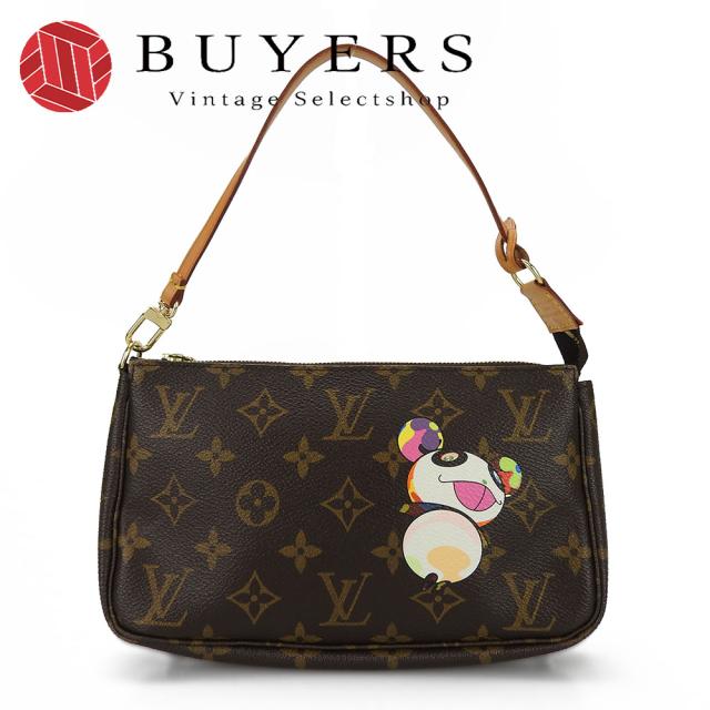 中古  ルイヴィトン ポーチ モノグラム パンダ ポシェット ・アクセソワール M51981 小物入れ 女性 レディース LV 化粧ポーチ バッグインバッグ  村上隆 LOUIS VUITTON  Monogram Pouch Panda
