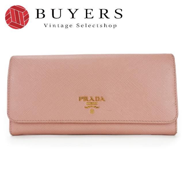 中古  プラダ 長財布 二つ折り 1MH132 サフィアーノ レザー 革 ライトピンク シンプル レディース 女性 小物 PRADA wallet pink saffiano
