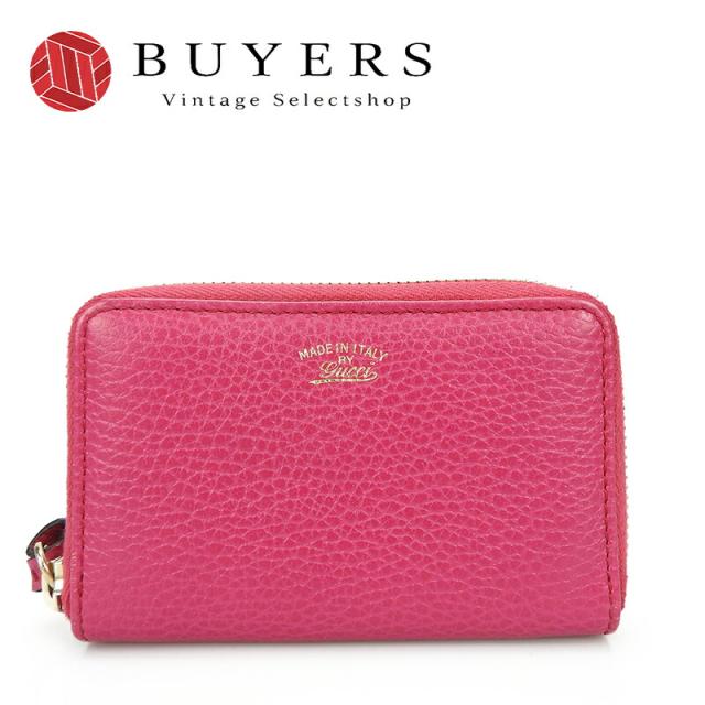 中古  GUCCI グッチ 368877  ラウンドファスナー ケース スィング ジッピー ジップ ZIPP ピンク系 レザー 革 可愛い 小物 coincase