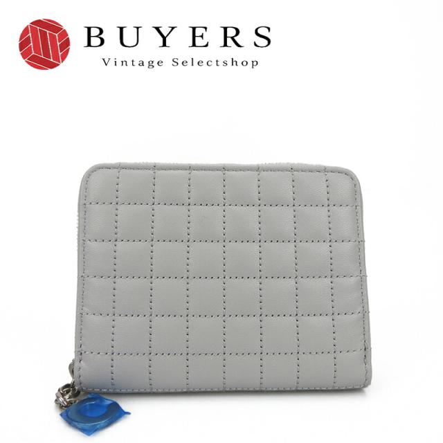 中古  CELINE セリーヌ 10B663BFL.08GC コンパクトジップウォレット Cチャーム カーフスキン ライトグレー シルバー金具  小物 compacr zipped wallet light grey カードケース