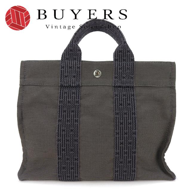 中古 エルメス トートバッグ トートPM エールライン キャンバス グレー 普段使い 新金具 HERMES