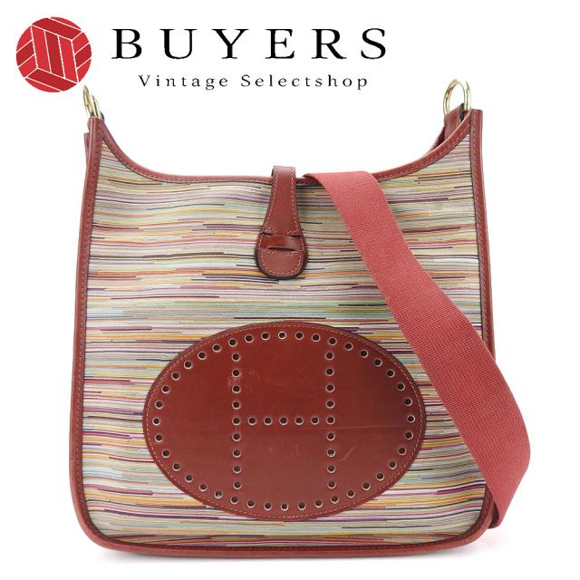 中古 エルメス ショルダーバッグ エヴリン1PM ヴィブラート レッド ボルドー □F刻印 肩がけ レディース 女性 HERMES