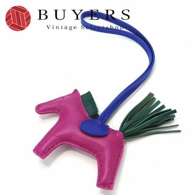 中古 エルメス ストラップ ロデオPM アニョーミロ マルチカラー ローズパープル|ブルーエレクトリック|マラカイト バッグチャーム レディース 女性 HERMES